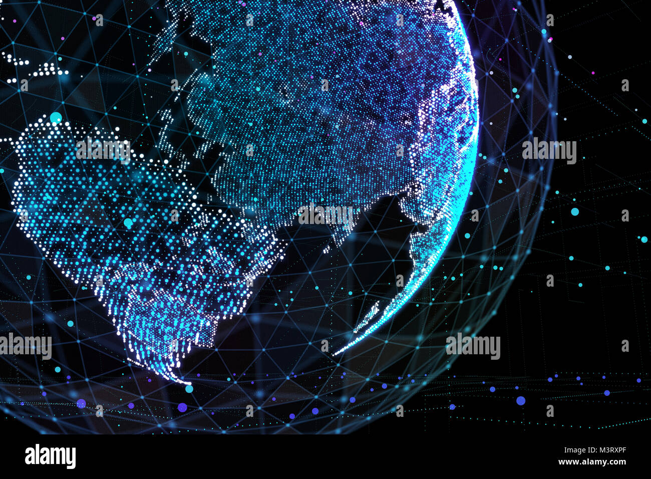 3d illustration of detailed virtual planet Earth. Technological digital ...