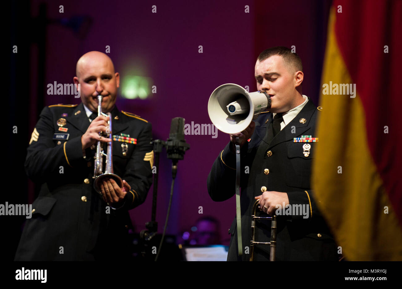 U.S. Army Sergeant Joshua Bennett, a bandsman with the U.S. Army Europe ...