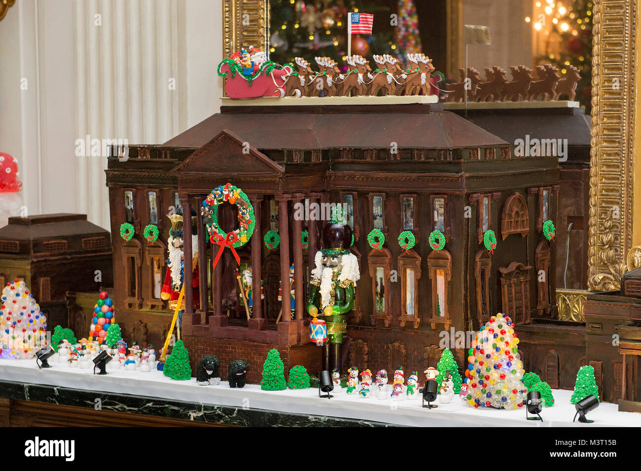 A display presents the annual White House Gingerbread House during an ...