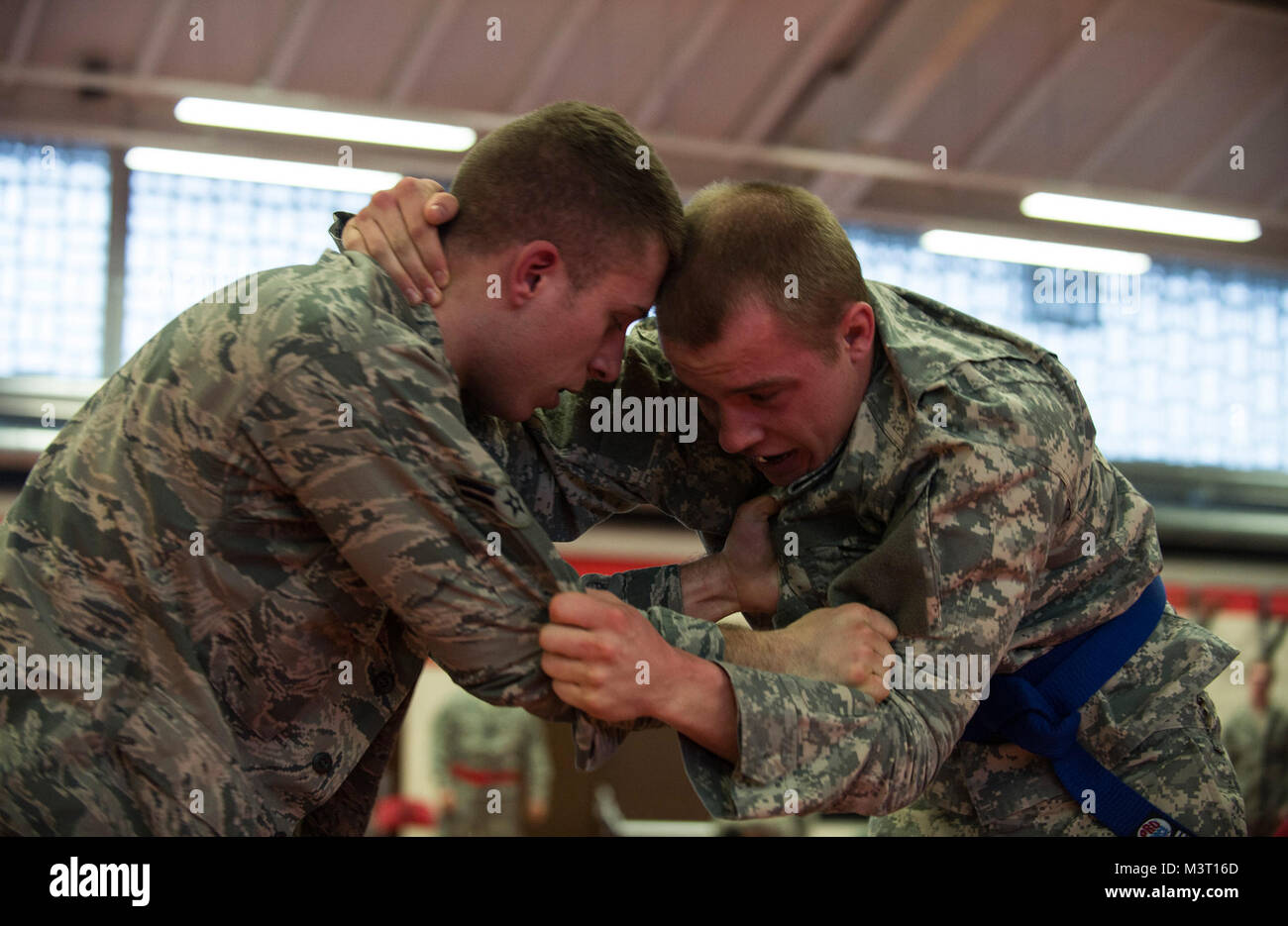 U.S. Air Force Airman 1st Class Brian Baker (left), a member of the ...