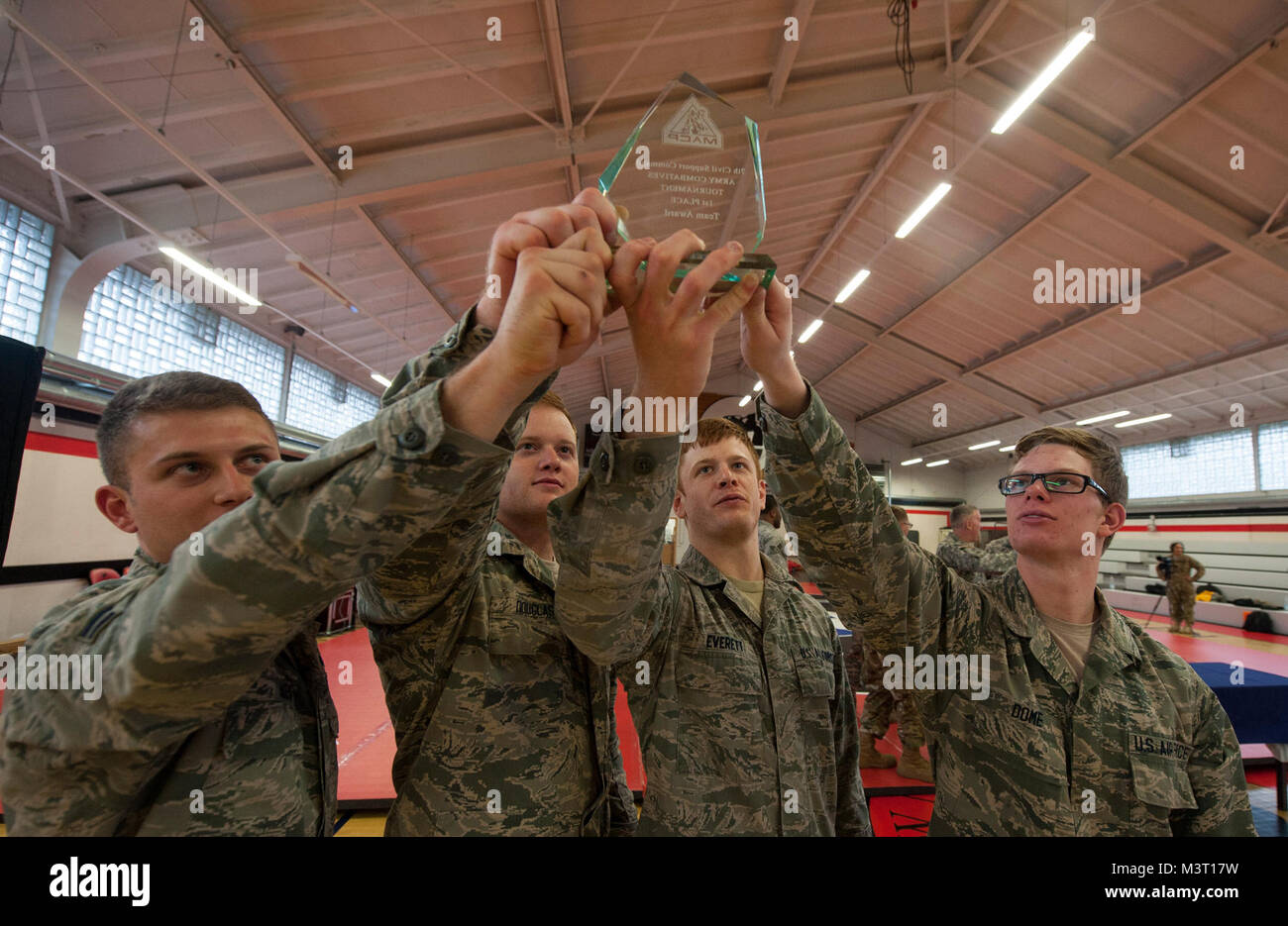 U.S. Air Force Airmen from the 86th Aircraft Maintenance Squadron hold ...