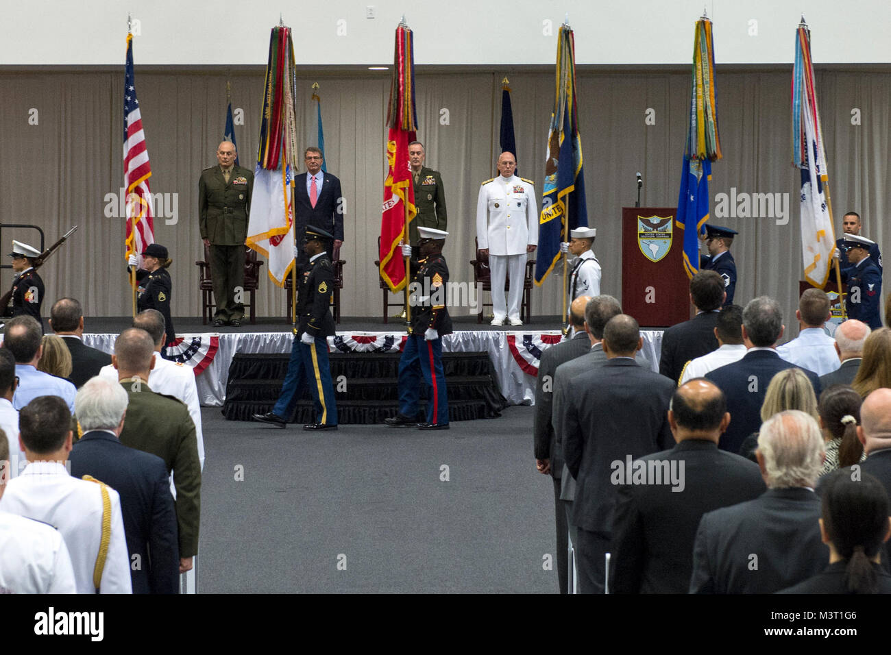 The official party for a color guard during the change of command ceremony at SOUTHCOM ...