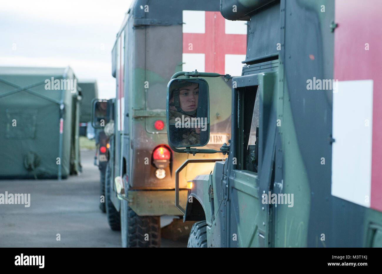 Members of the 557th Medical Company prepare to leave a German field ...