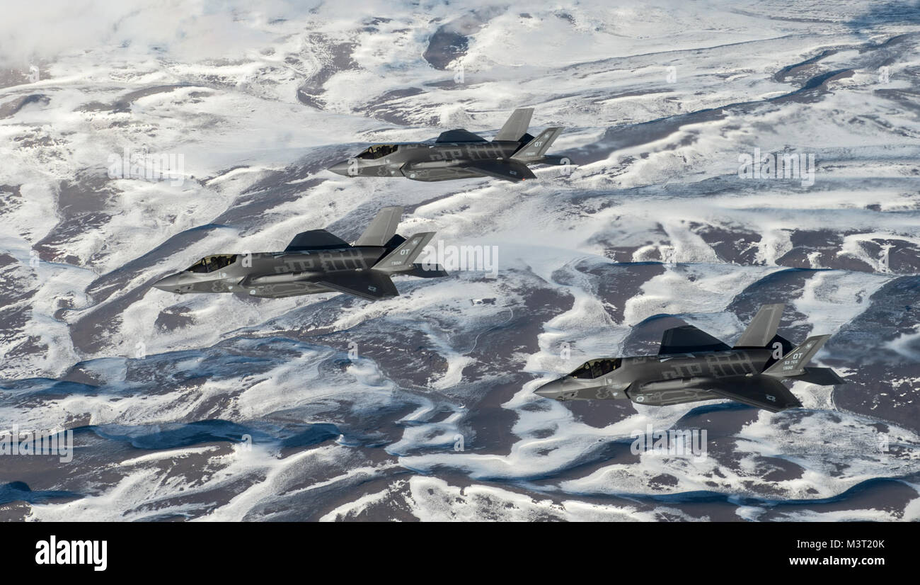 Three F-35 Lightning II fighter jets from the 31st Test and Evaluation ...