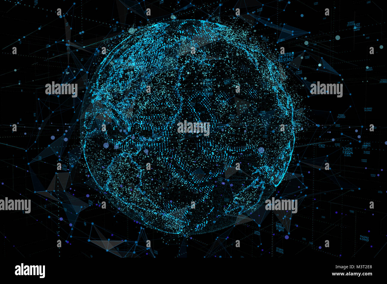 3d illustration of detailed virtual planet Earth. Technological digital ...