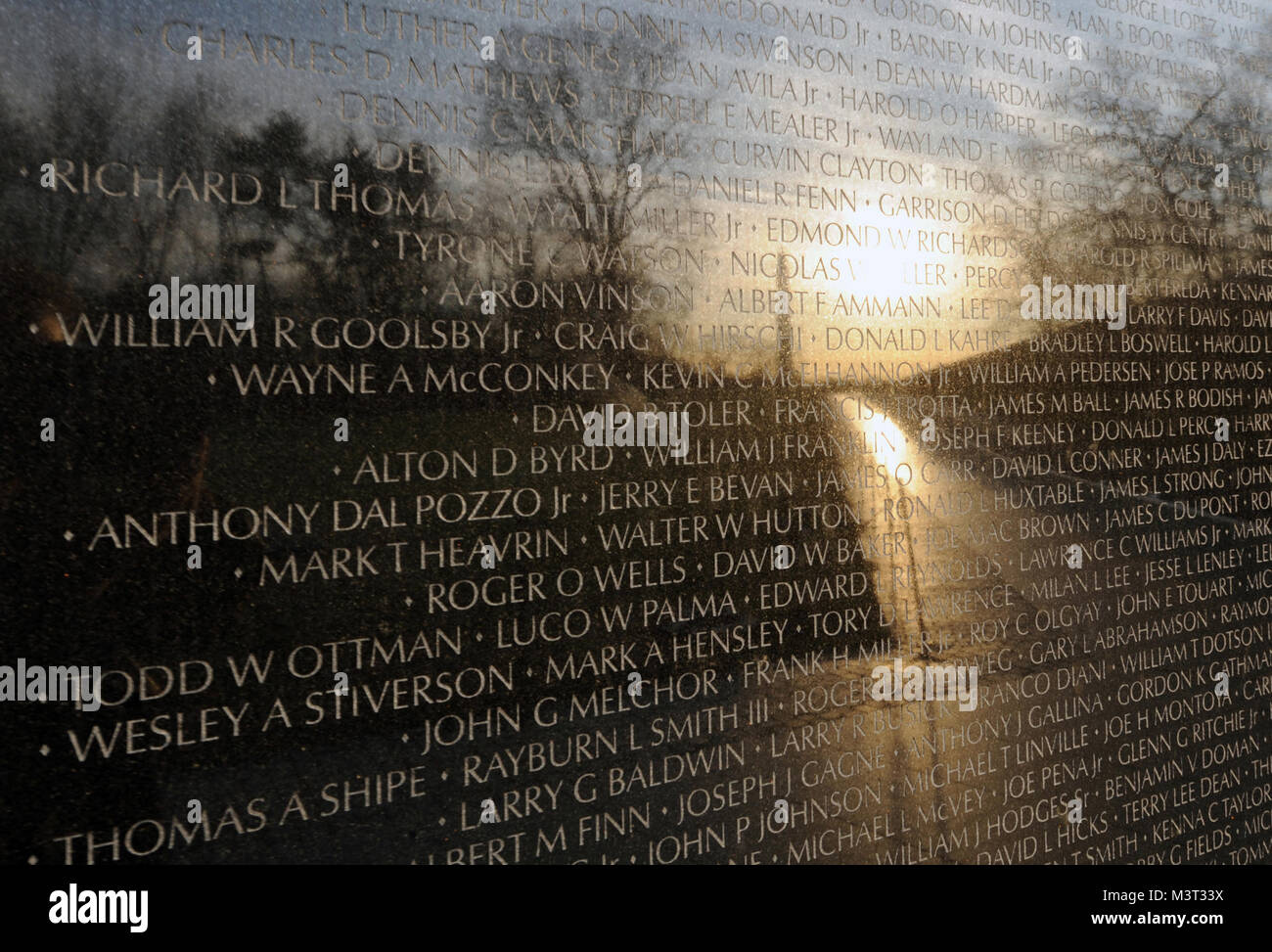 Early morning photograph of the Vietnam Memorial Wall with the ...