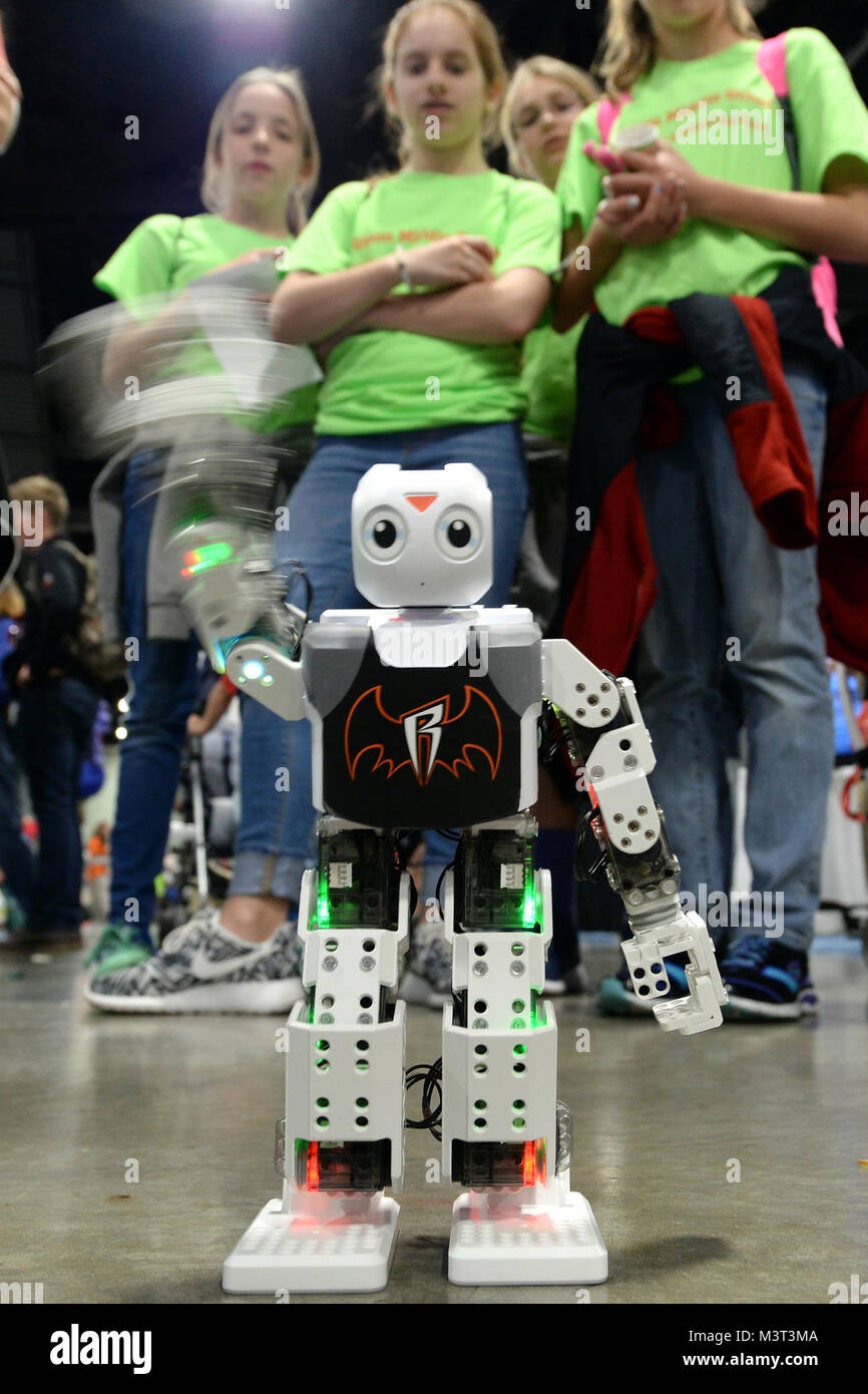 A commercially available robot programmed by Naval Academy midshipmen ...