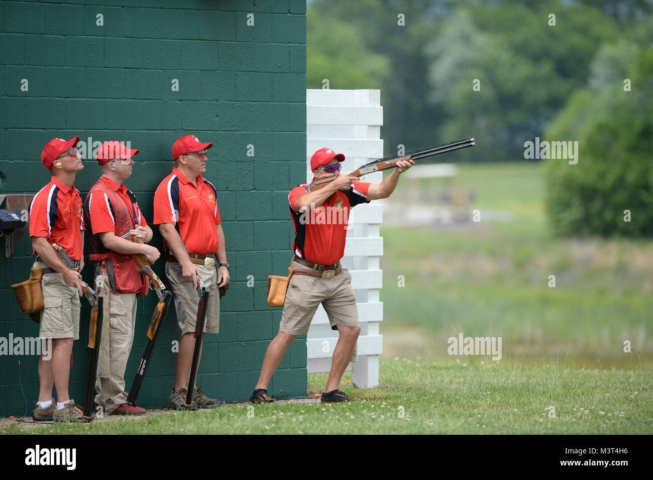 USMC Skeet Team members shoot skeet during the 2016 Armed Forces Skeet ...