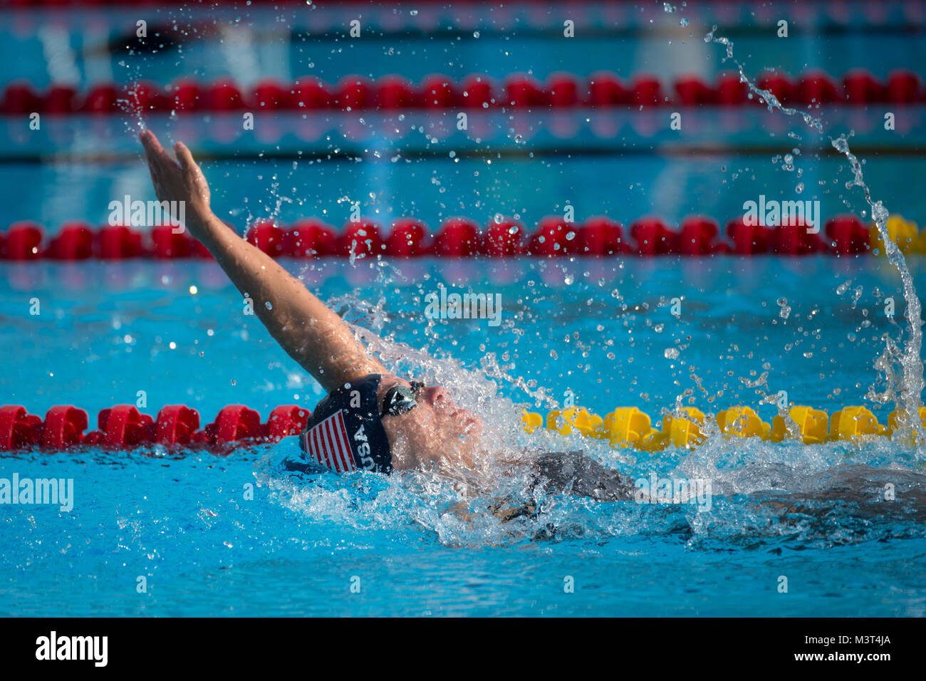 U.S. Air Force Capt. Christy Wise swims backstroke during the 2016 ...