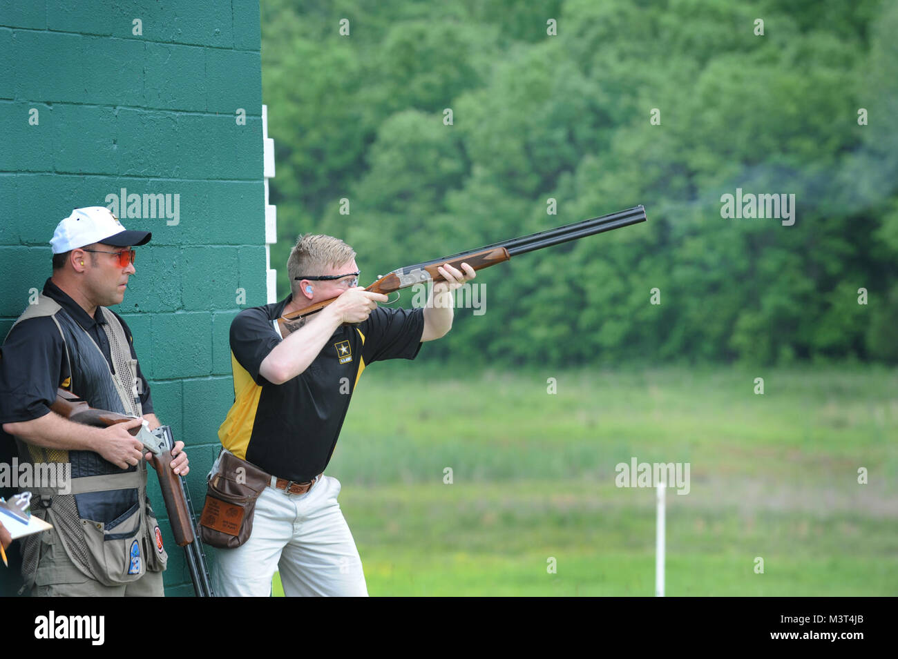 Army Skeet Team member, Capt. Jake Stewart, shoots skeet during the ...