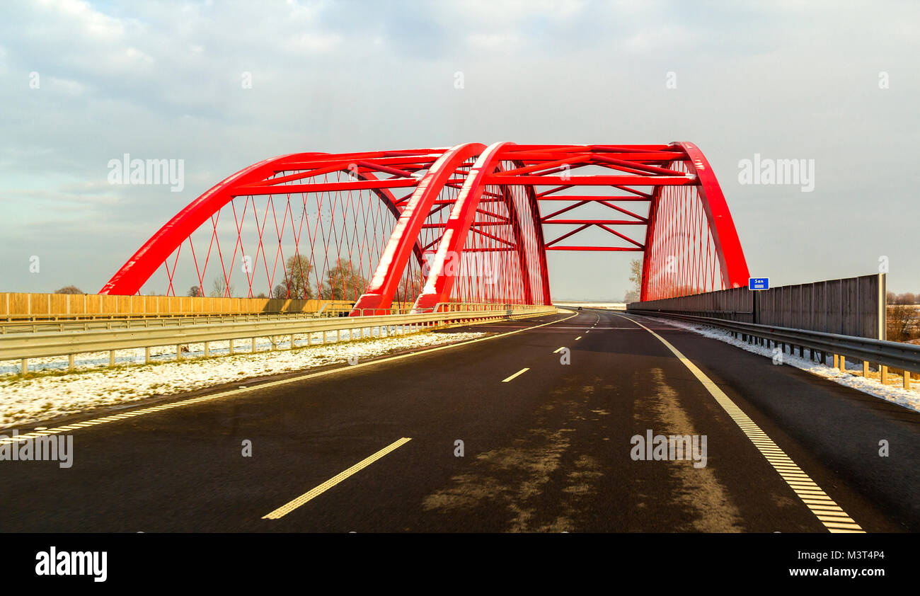 Metal frame structure of a bridge over a highway road Stock Photo - Alamy