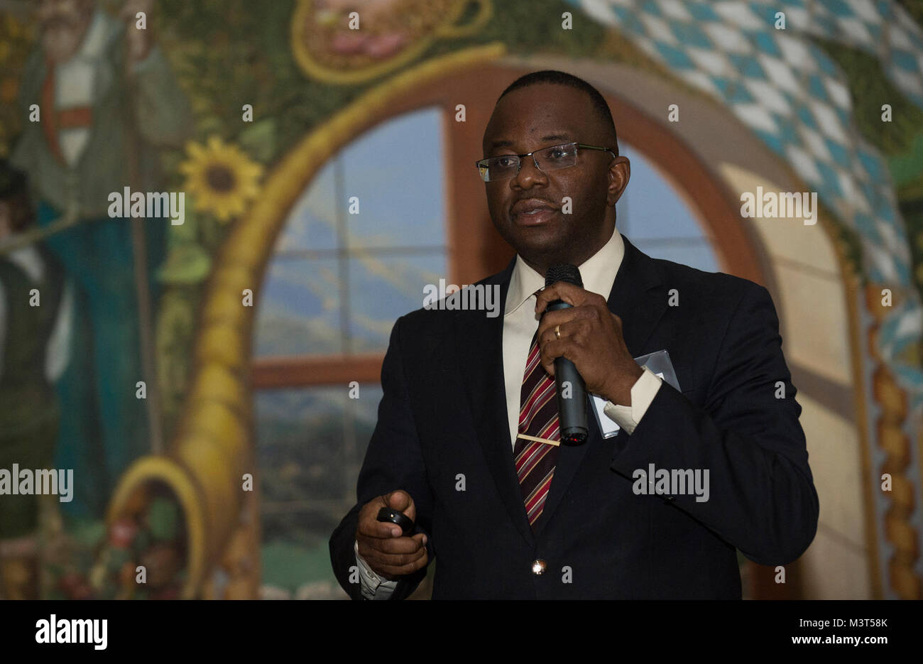 U.S. Air Force Major Obuseh, an international health specialist, speaks ...