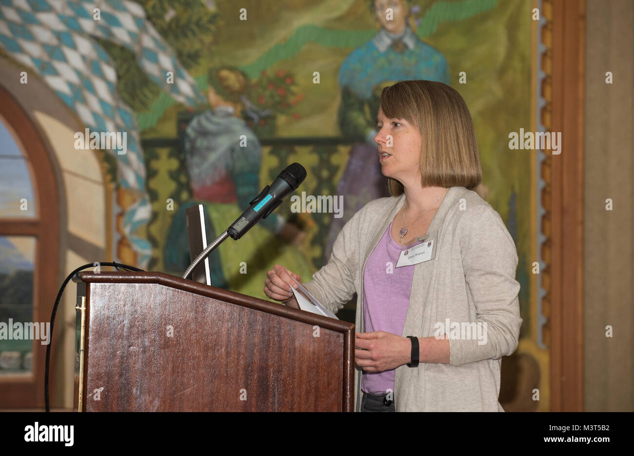 U.S. Air Force Captain Dara Warren, a registered nurse, speaks to a ...