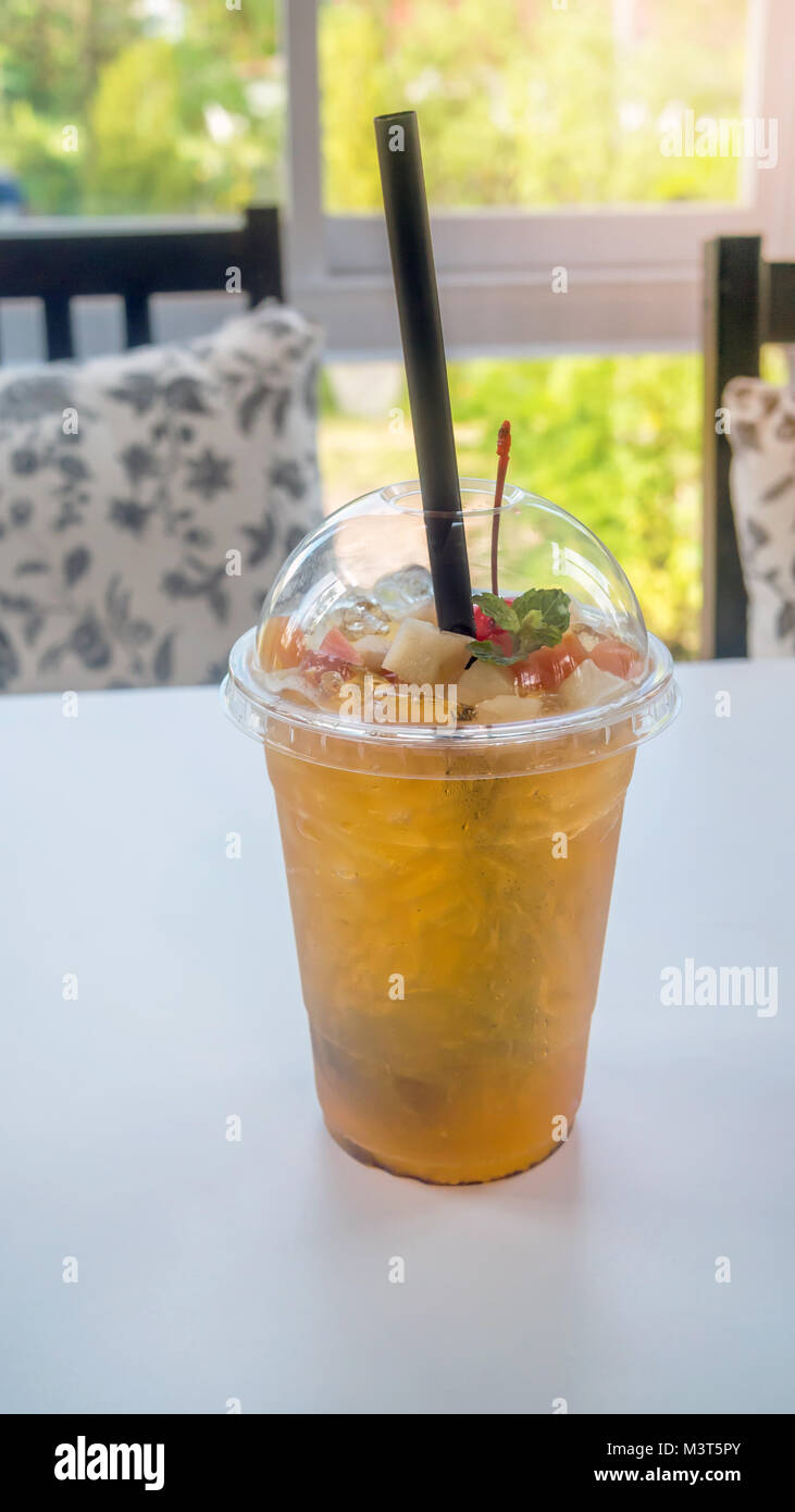 Orange juice in plastic cups hi-res stock photography and images - Alamy