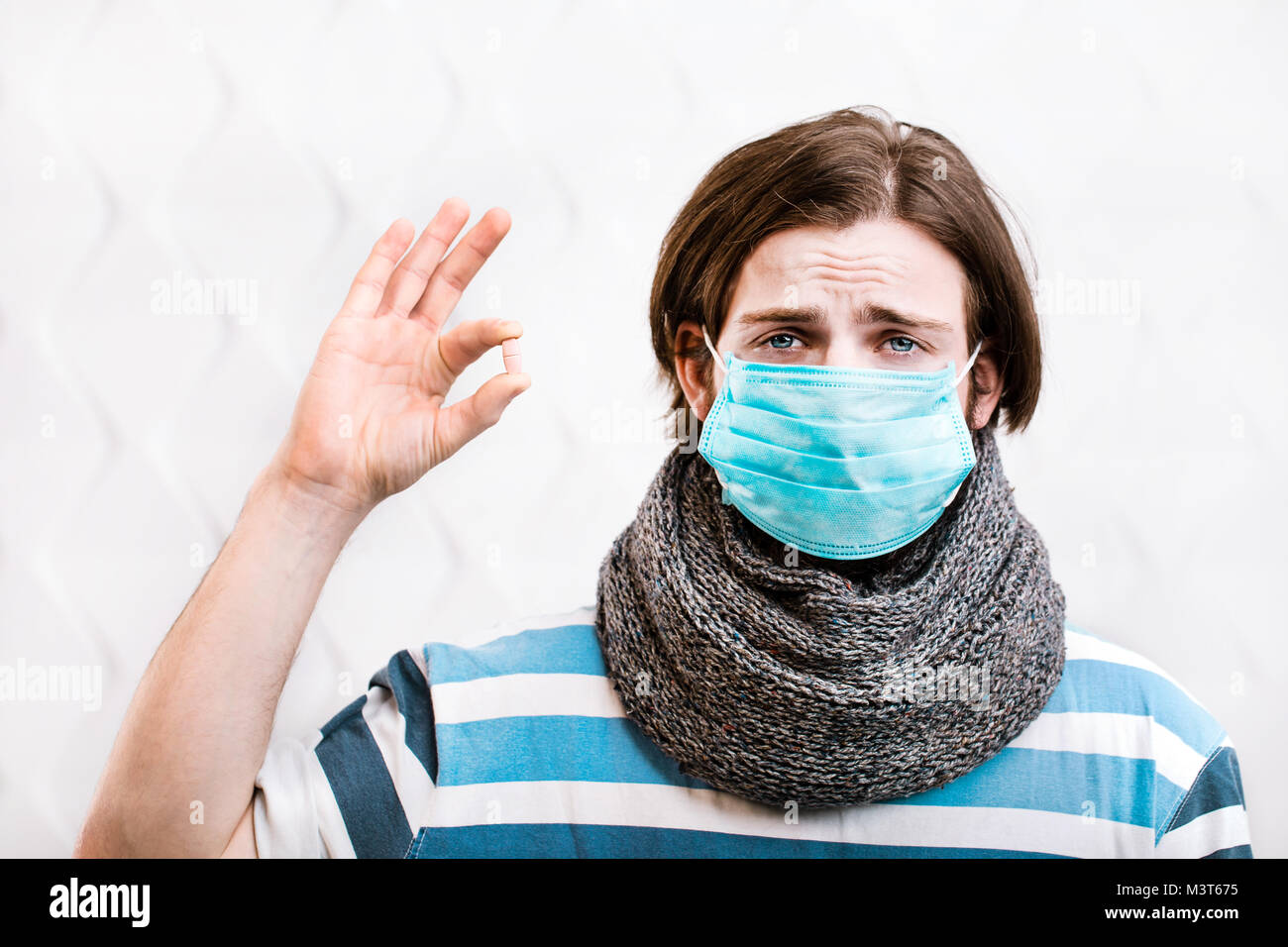 Sick Man Wears Mask Stock Photo - Alamy