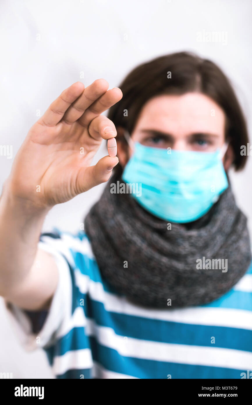 Sick Man Wears Mask Stock Photo - Alamy