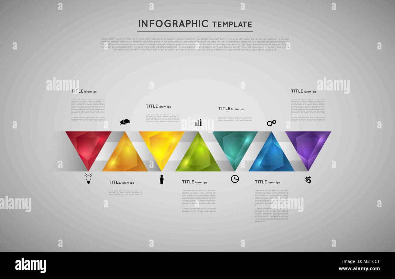 infographic with colorful triangle crystals, design element Stock ...