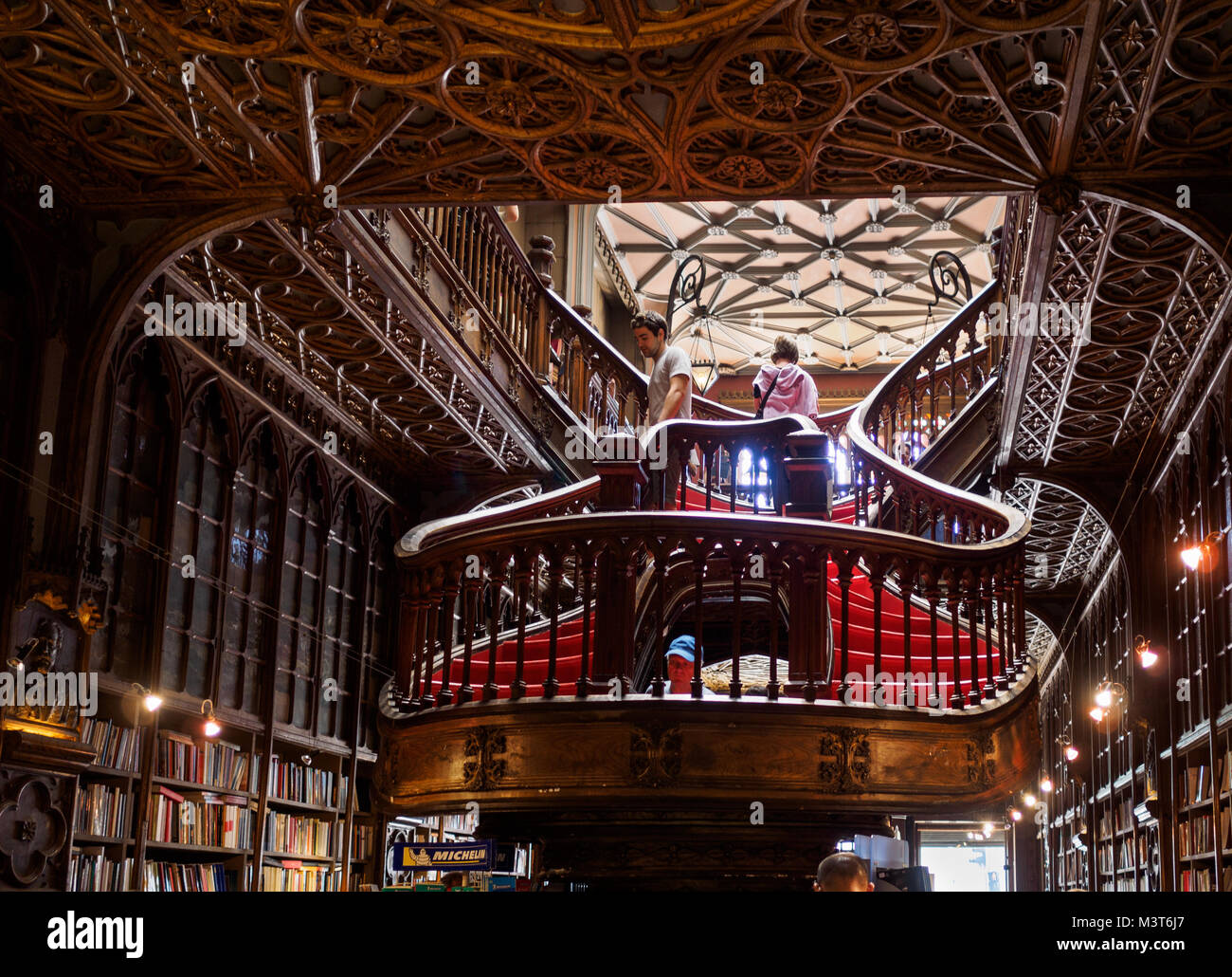 Interior of the Livraria Lello (Lello bookstore) - Porto, Portugal ...