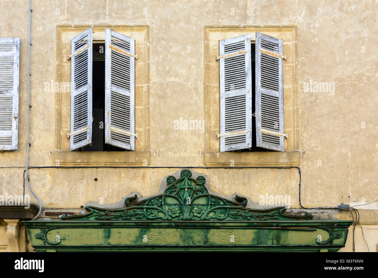 Traditional building facade in Mirande, Gers (Gascony), Occitanie (Midi ...