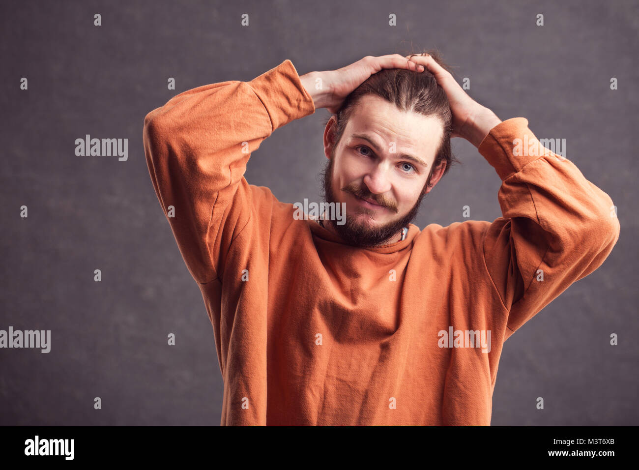 Portrait of Stressed Man Stock Photo - Alamy
