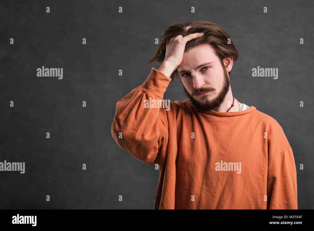 Portrait of Stressed Man Stock Photo - Alamy