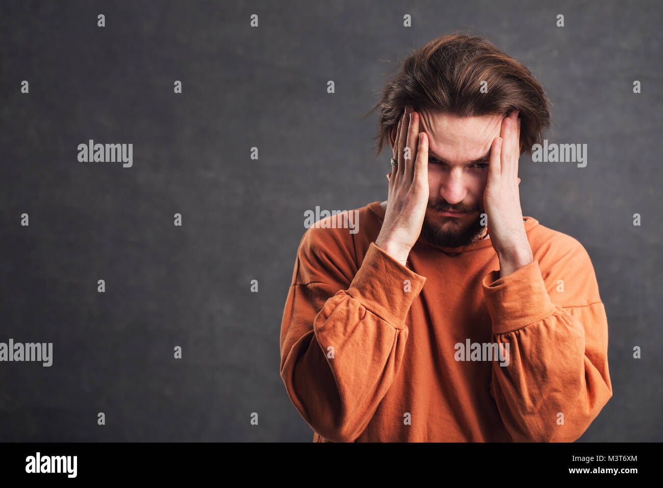 Portrait of Stressed Man Stock Photo - Alamy