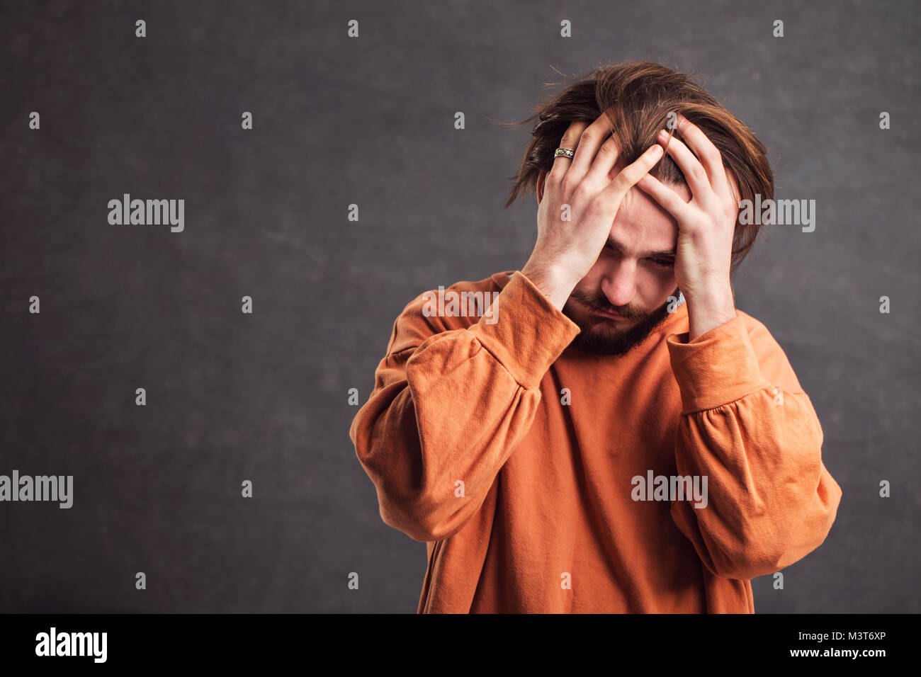 Portrait of Stressed Man Stock Photo - Alamy