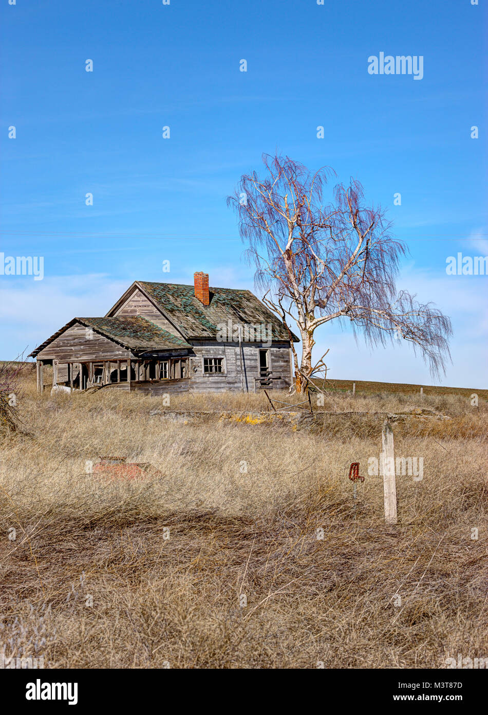 An old abandoned house in the countryside in eastern Washington Stock ...