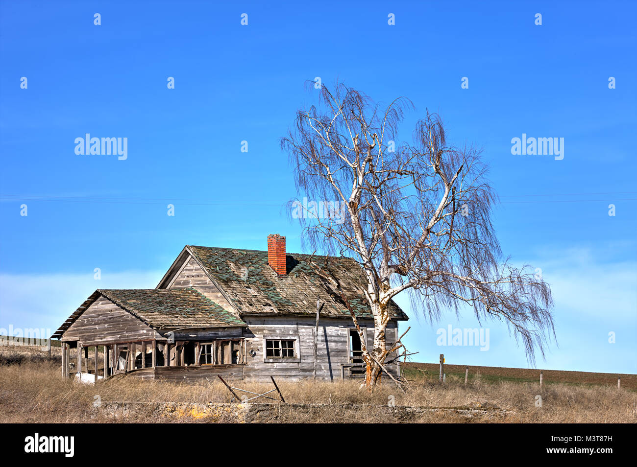 Abandoned farm house with windmill hi-res stock photography and images ...