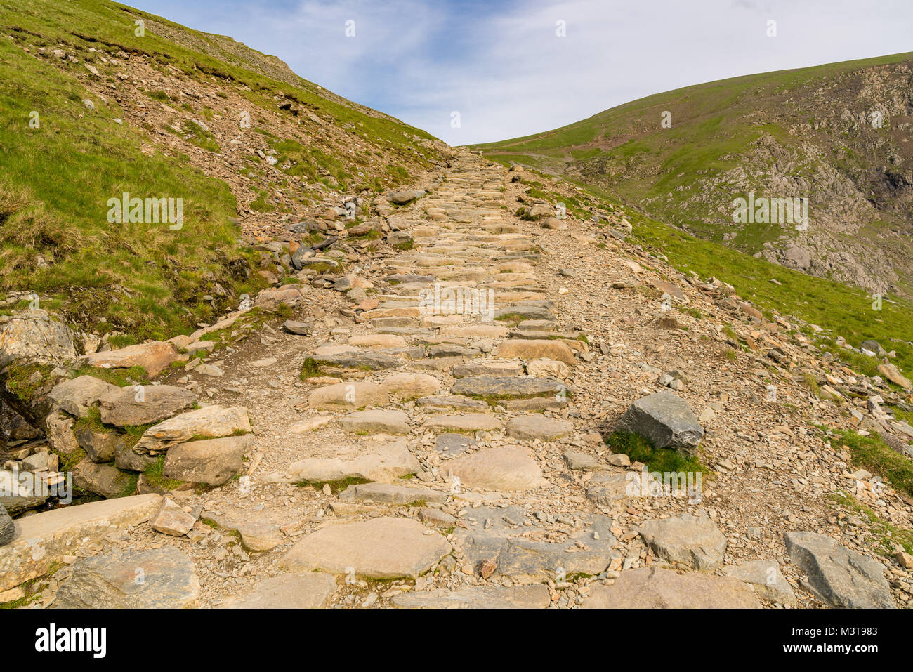 Walking down from Mount Snowdon on the Llanberis Path, Snowdonia ...