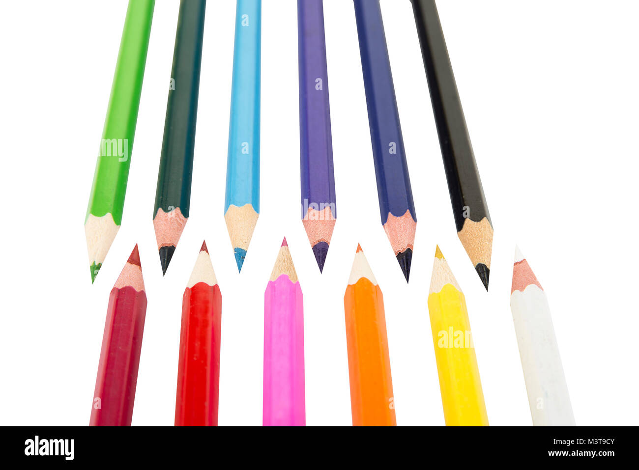 Sharpened colored pencils on the white background Stock Photo - Alamy