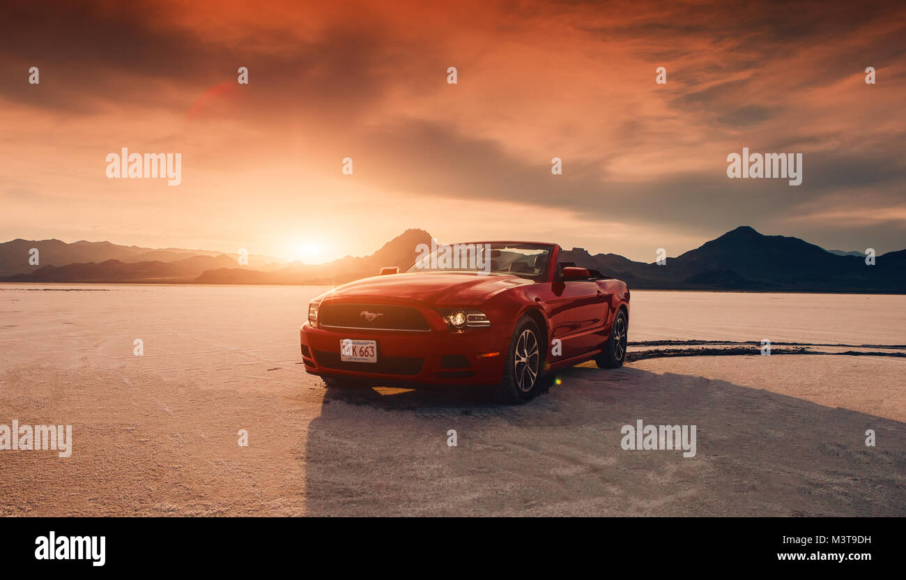 BONNEVILLE ,UTAH, USA JUNE 4, 2015: Photo of a Ford Mustang Convertible ...