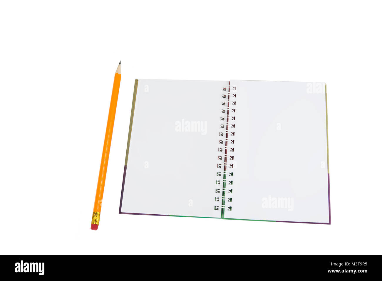 Opened notepad with pen or pencil on the white background Stock Photo ...