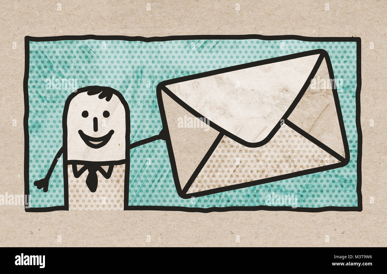 Cartoon Businessman with Mail Stock Photo - Alamy