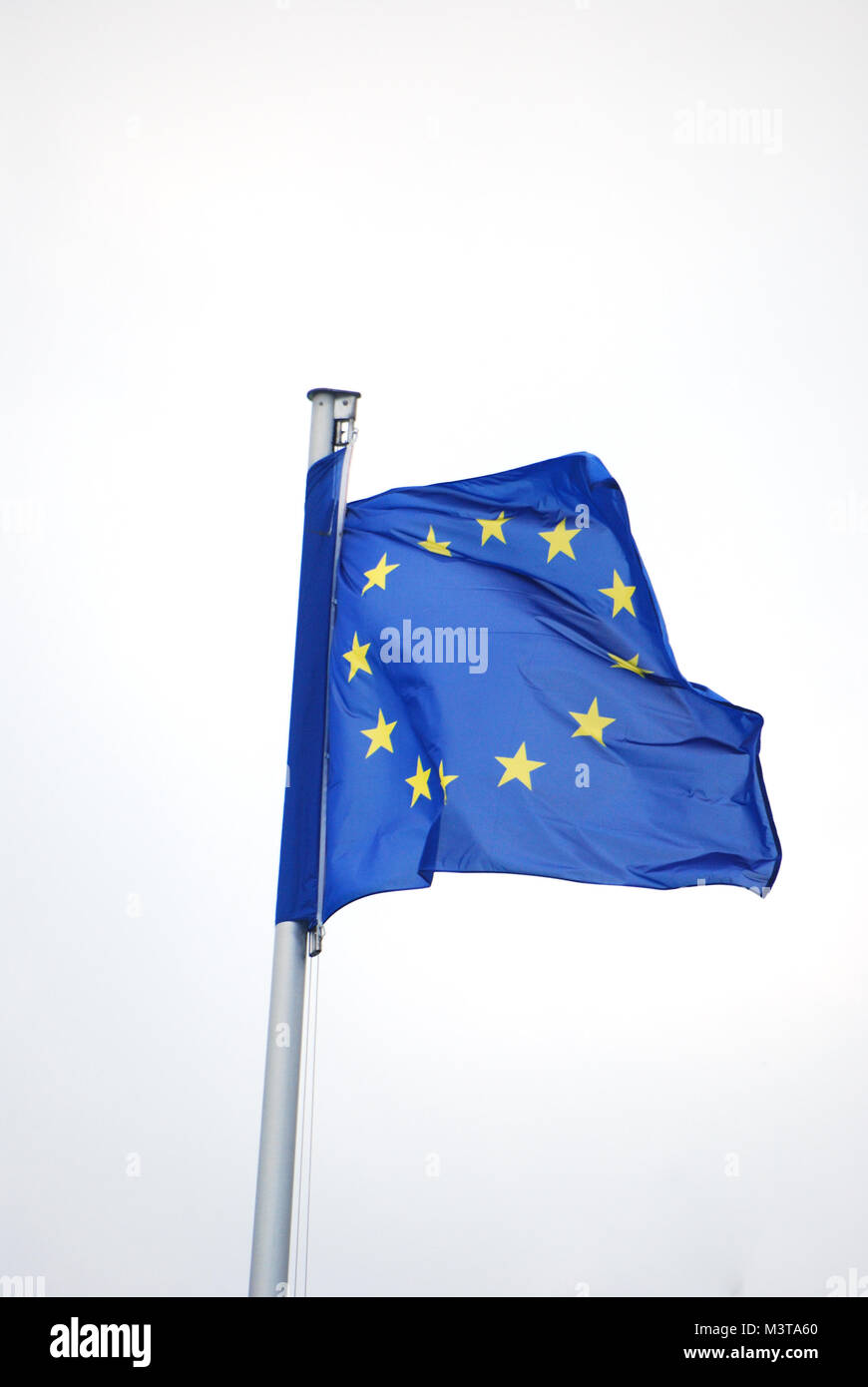 European Union flag in the wind white background Stock Photo - Alamy