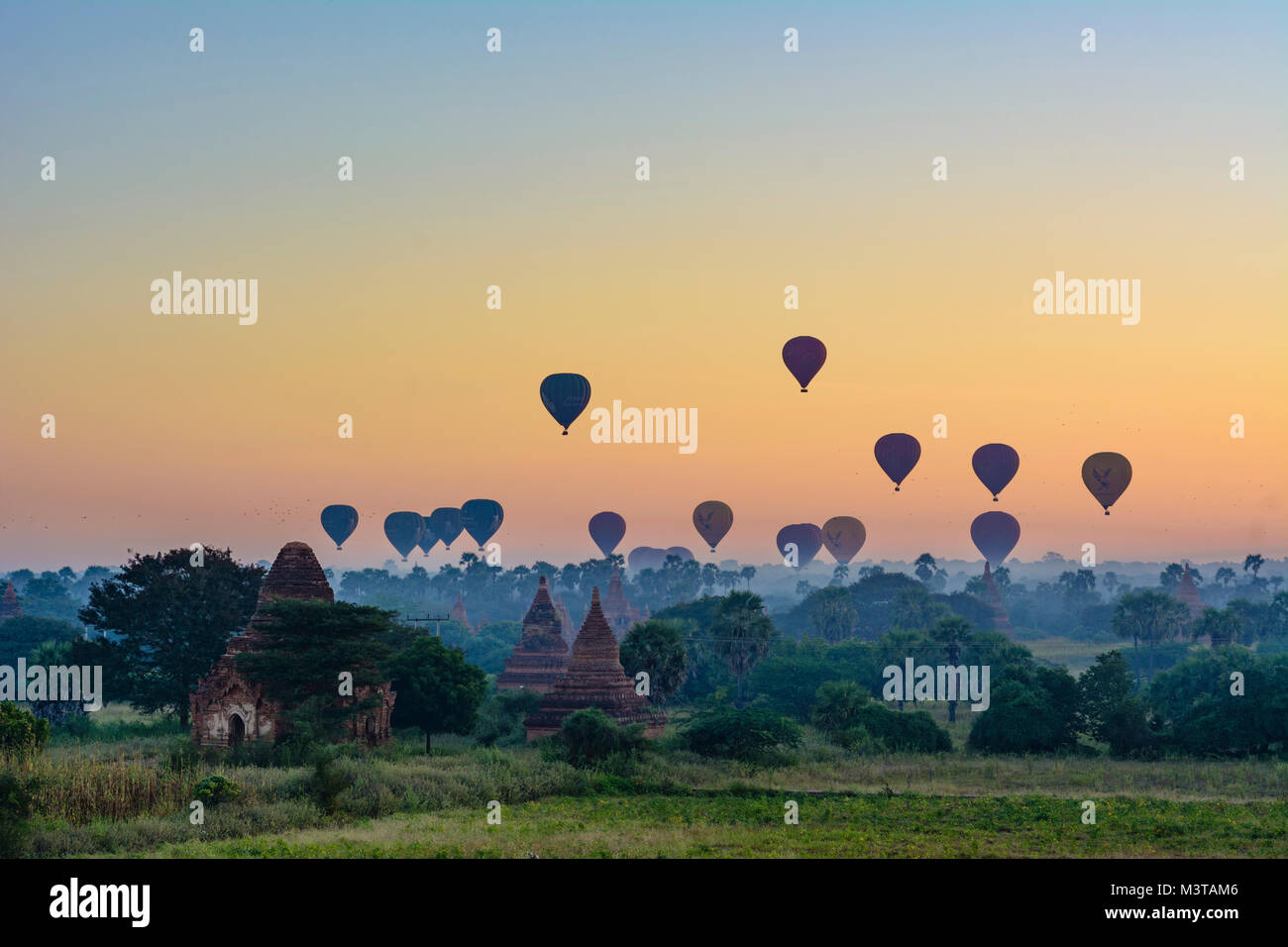 Bagan: temples, stupas, balloons, , Mandalay Region, Myanmar (Burma ...