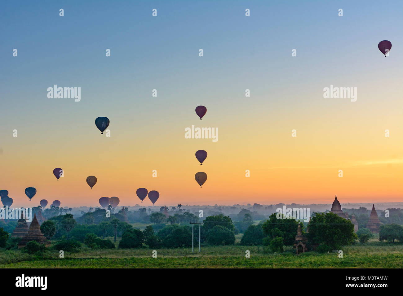 Bagan: temples, stupas, balloons, , Mandalay Region, Myanmar (Burma ...