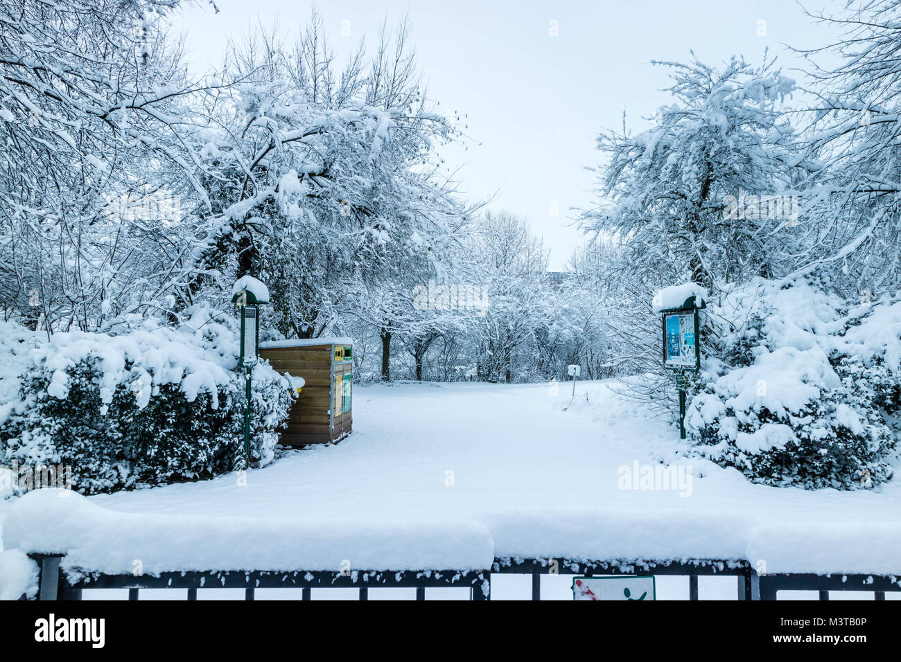 Winter snow in Paris City and its parks in France Stock Photo - Alamy