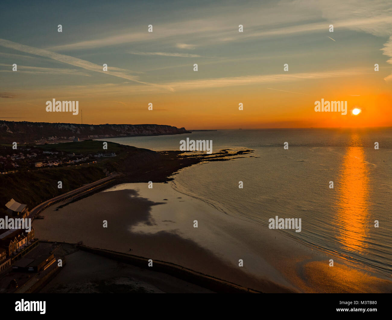 Sunny sands beach, Folkestone, Kent, UK- Aerial View Stock Photo - Alamy