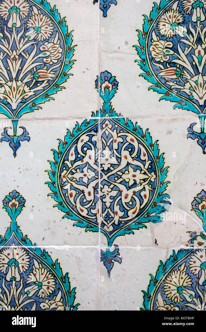 Ottoman ancient Handmade Turkish Tiles with floral patterns Stock Photo ...
