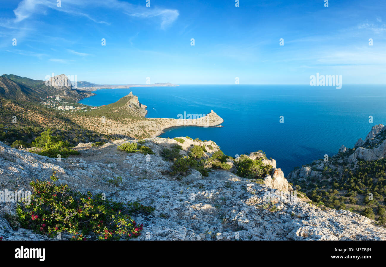 Coastline of Novyj Svit reserve summer panorama (Capchik Cape, Crimea ...