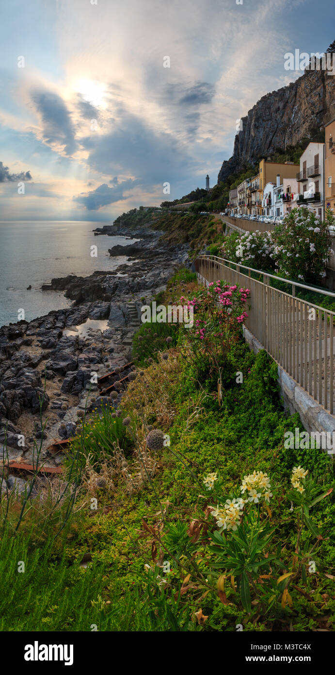Cefalu old beautiful town coastal view, Palermo region, Sicily, Italy ...