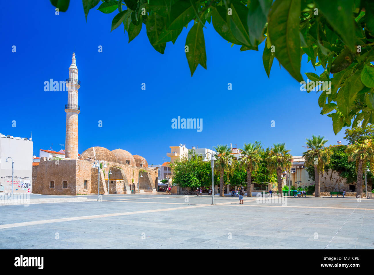 Old Ottoman mosque at the Mikrasaton square, Rethimno, Crete, Greece ...