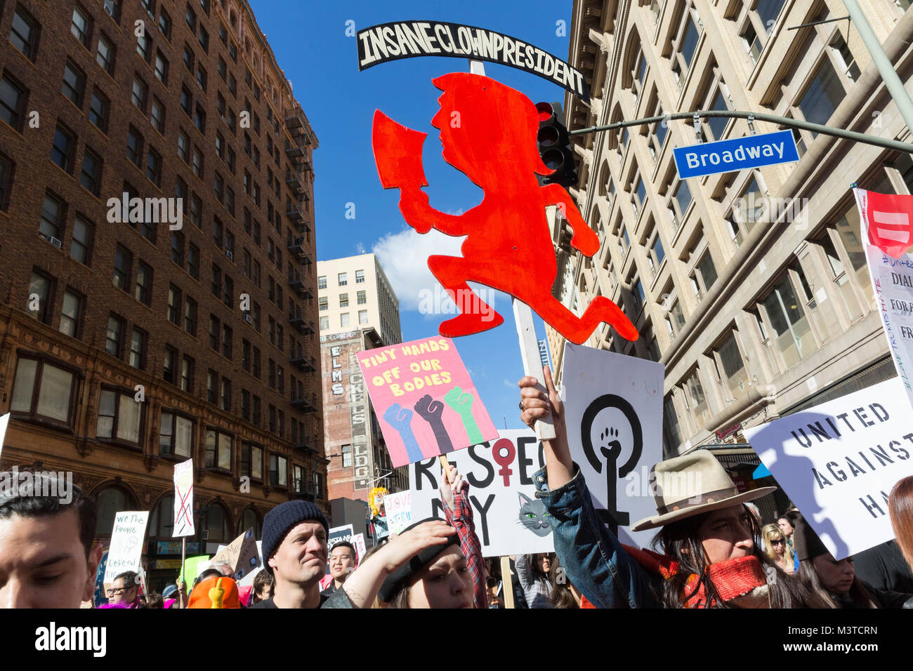 Woman's March in Downtown Los Angeles, January 21, 2017 Stock Photo - Alamy