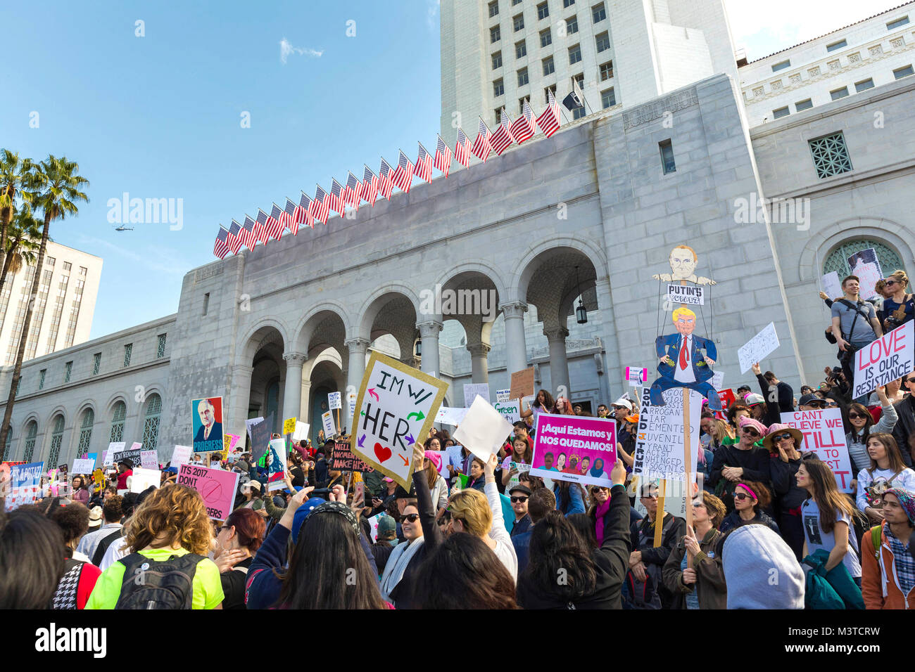 Woman's March in Downtown Los Angeles, January 21, 2017 Stock Photo - Alamy