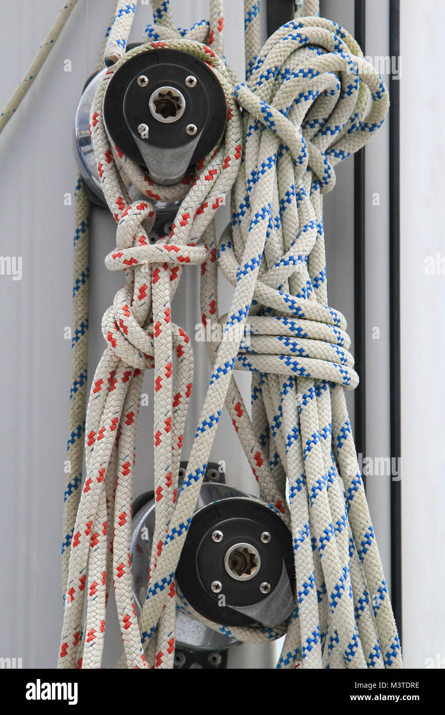 Ropes on a yacht. Yachting, boating. Australia. Vertical image Stock ...