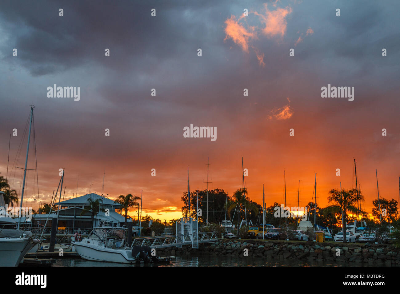 Boat marina at Manly at sunset, Queensland, Australia Stock Photo - Alamy