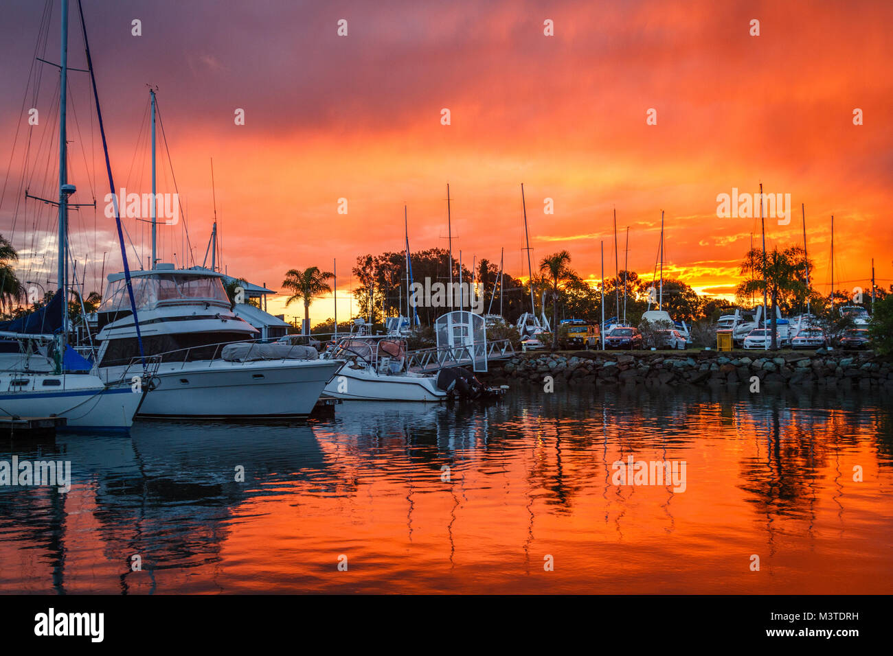 Boat marina at Manly at sunset, Queensland, Australia Stock Photo - Alamy