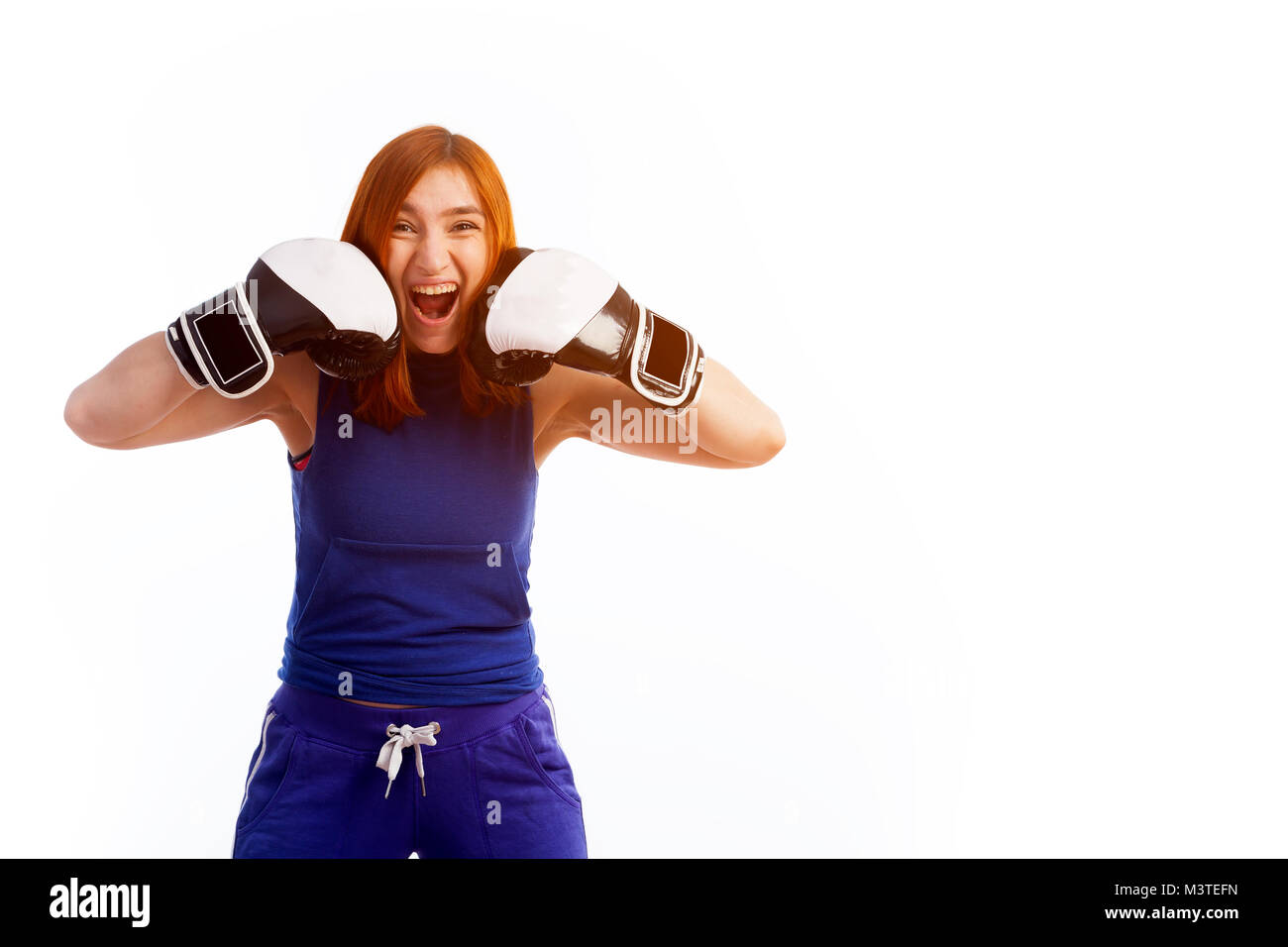 Portrait two sport girl boxing hi-res stock photography and images - Alamy