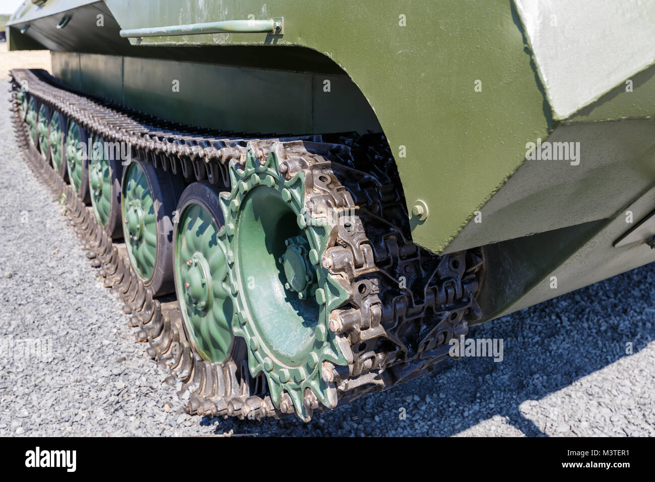 Tracks of the modern armored fighting vehicle close-up Stock Photo - Alamy